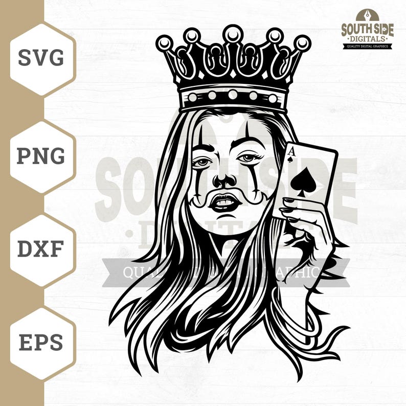 Clown Girl SVG: Gangster Girl With Crown, Card Clipart (digital Files ...