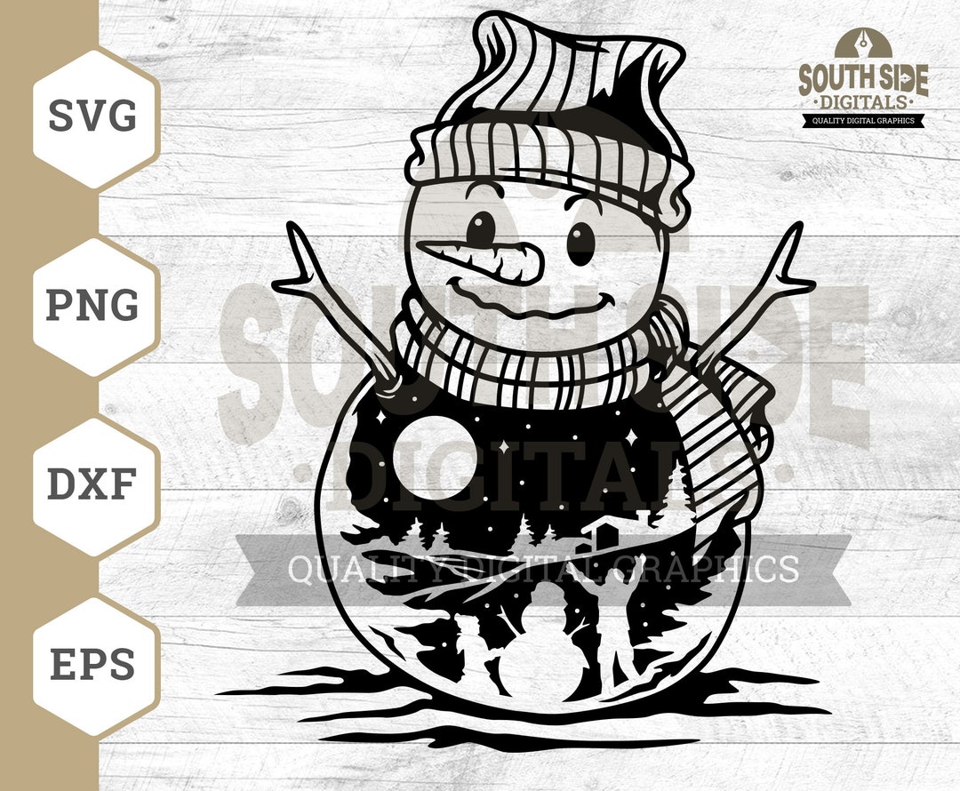 Christmas Snowman Svg, Snowman Svg, Happy Snowman Svg, Christmas Scene ...