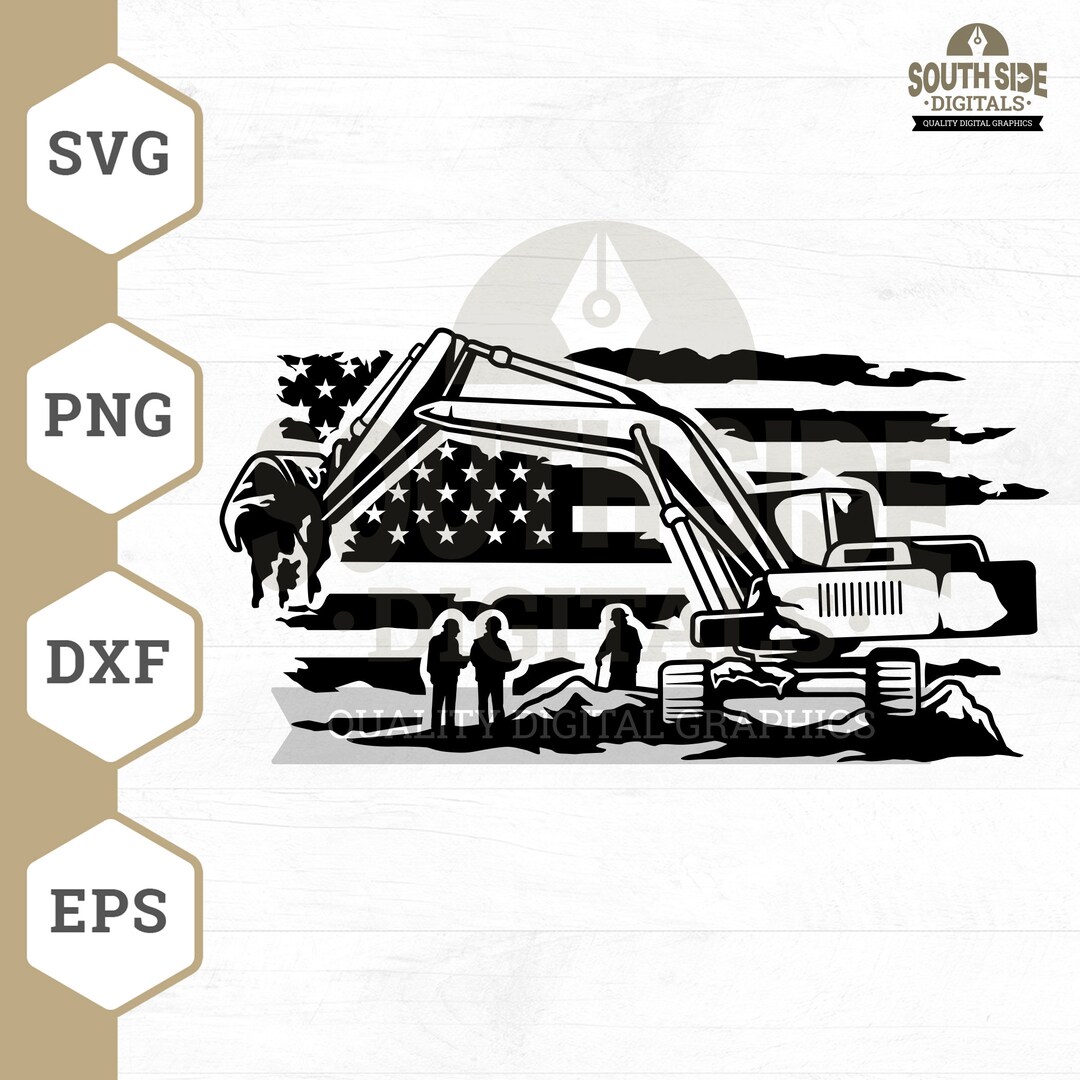 US Excavator Svg, Excavator Svg, Heavy Equipment Svg, Construction Svg ...