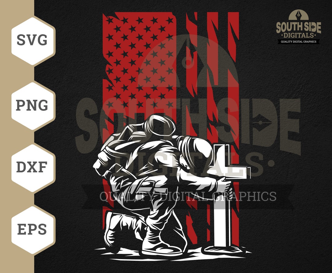 Kneeling Soldier at Cross SVG: US Flag, Veterans Design (digital Files ...