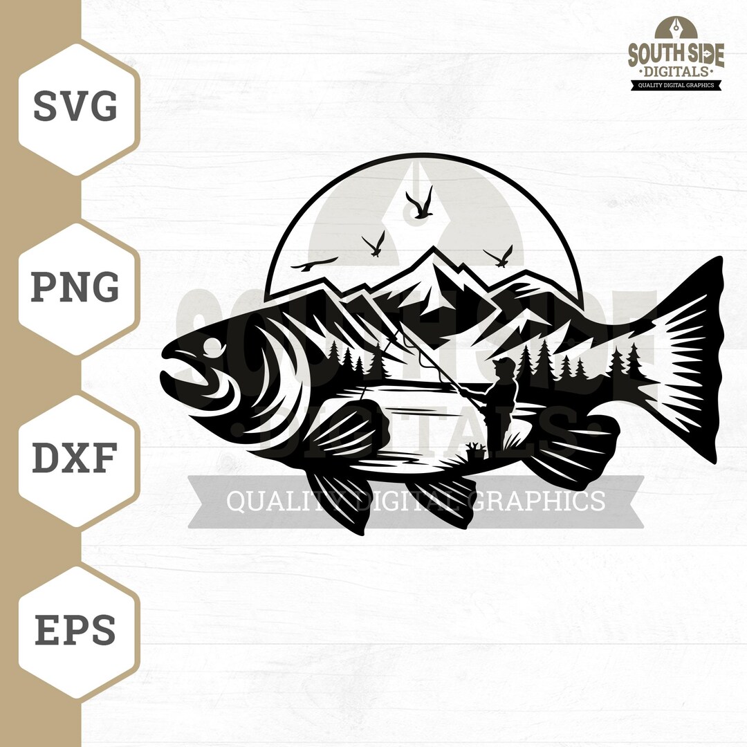 Trout Fishing Svg, Trout Fish Svg, Outdoor Fishing Sv, Sports Fishing ...