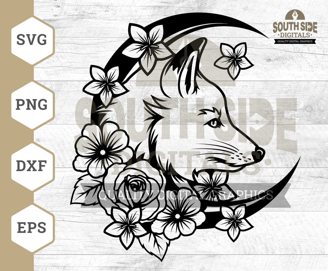Moon Fox SVG File Flower Fox svg Fox in the Moon svg Moon | Etsy