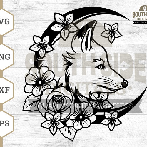 Moon Fox SVG File Flower Fox Svg Fox in the Moon Svg Moon - Etsy Canada