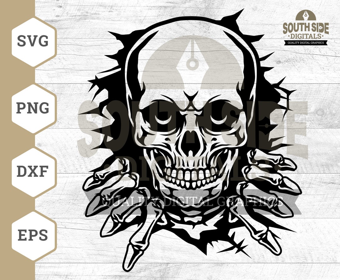 Skull Break on the Wall Svg, Skull Wall Svg, Wall Skull Svg, Skull Head ...