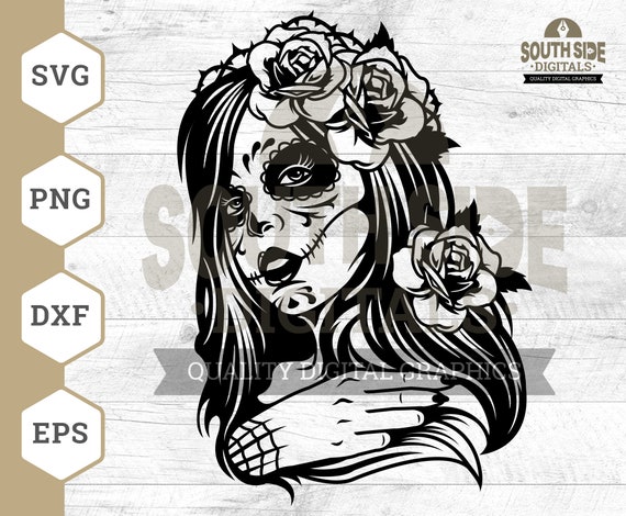 Floral Skull Girl Svg Skull Girl Svg Skull Woman Svg Zombie - Etsy