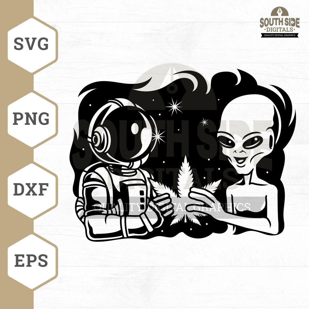 Archivos SVG de alienígena fumando, Alien de cannabis SVG, Alien ...