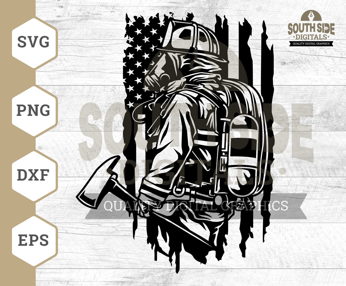 US Firefighter SVG File: Fireman Clipart (digital Files) - Etsy