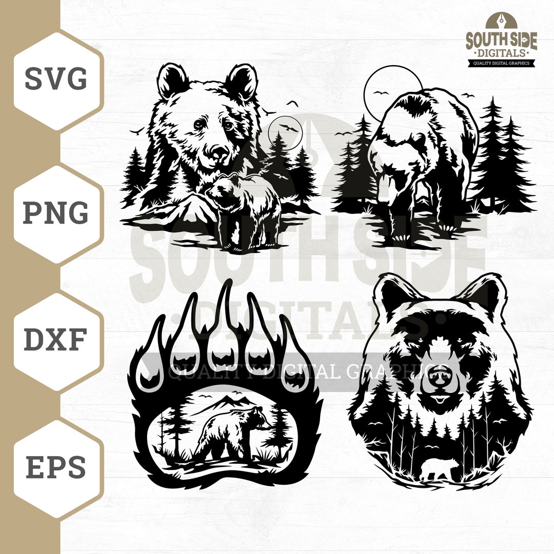 Bear Bundle Svg, Wild Bear Svg, Grizzly Bear Svg, Bear Svg, Bear Png ...