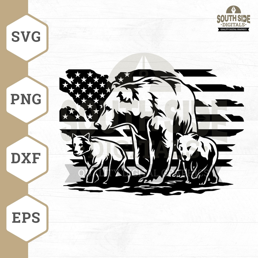 Mama Bear and Cub SVG File, Mama Bear Svg, Bear Cub Svg, Grizzly Bear ...