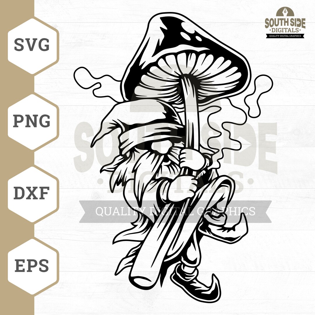 Gnome Smoking Svg, Mushroom Gnome Svg, Smoking Gnome Svg, Smoking Gnome ...