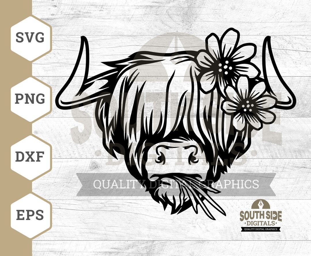 Floral Highland Cows Svg Highland Cows Svg Highland Heifer - Etsy
