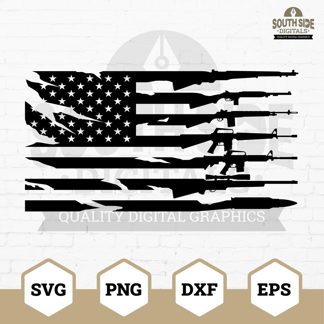 American Flag With Guns Svg, American Rifle Flag Svg, US Rifle Flag Svg ...