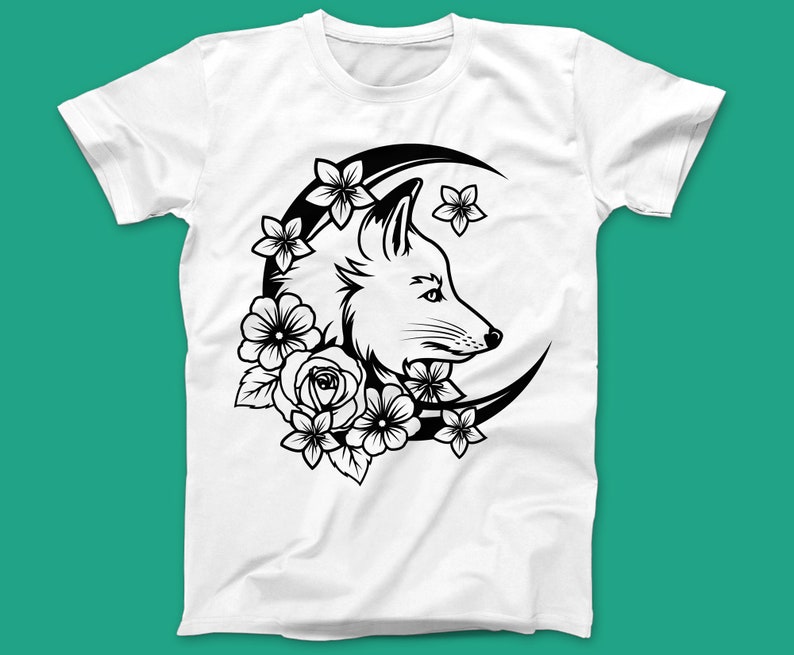 Moon Fox SVG File Flower Fox Svg Fox in the Moon Svg Moon - Etsy