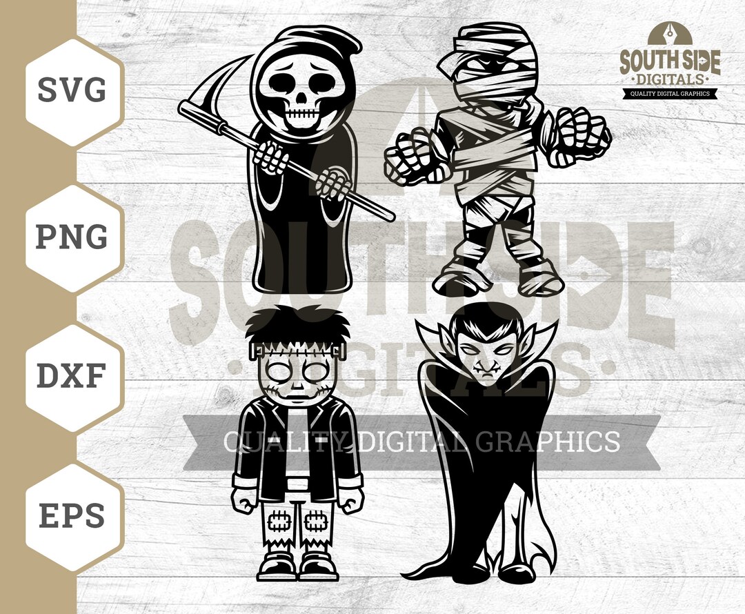 Halloween Characters SVG File, Halloween Squad Svg, Spooky Characters ...