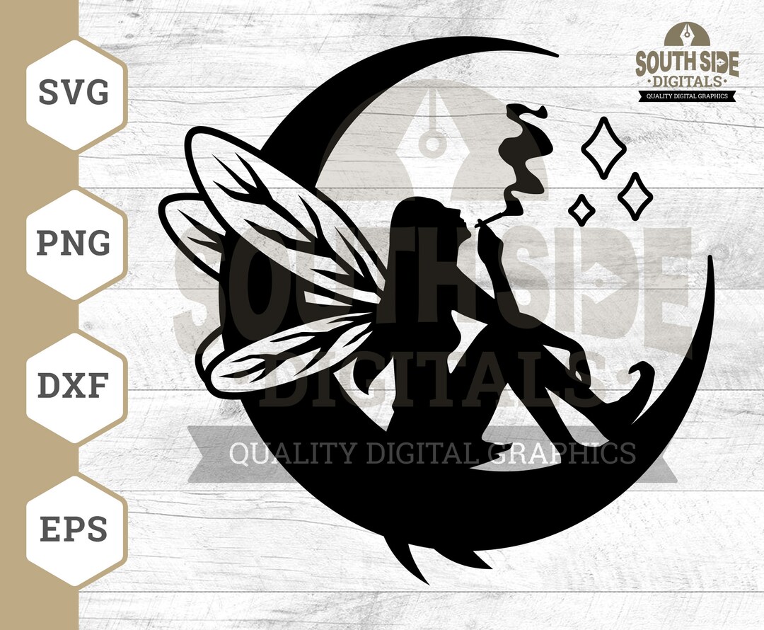 Moon Fairy Smoking Svg, Fairy Smoking Svg, Moon Smoking Svg, Chill ...