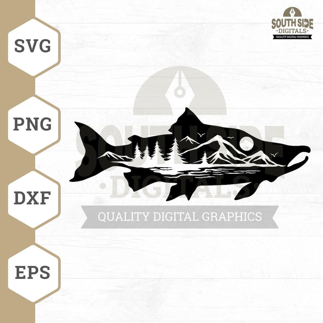 Salmon Fishing Svg, Salmon Fish Svg, Salmon Fish Png, Salmon Cut Files ...