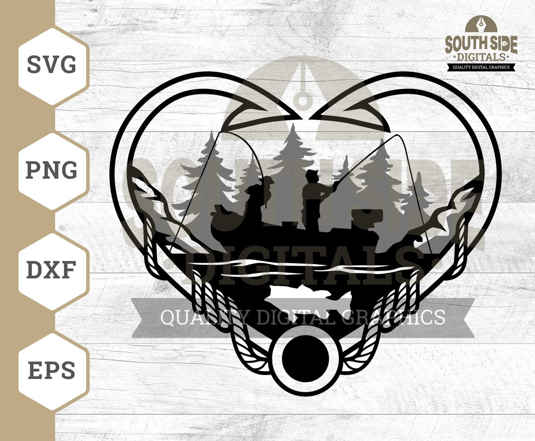 Heart Shape Fish Hook SVG File, Fish Hook Svg, Outdoor Fishing Svg ...