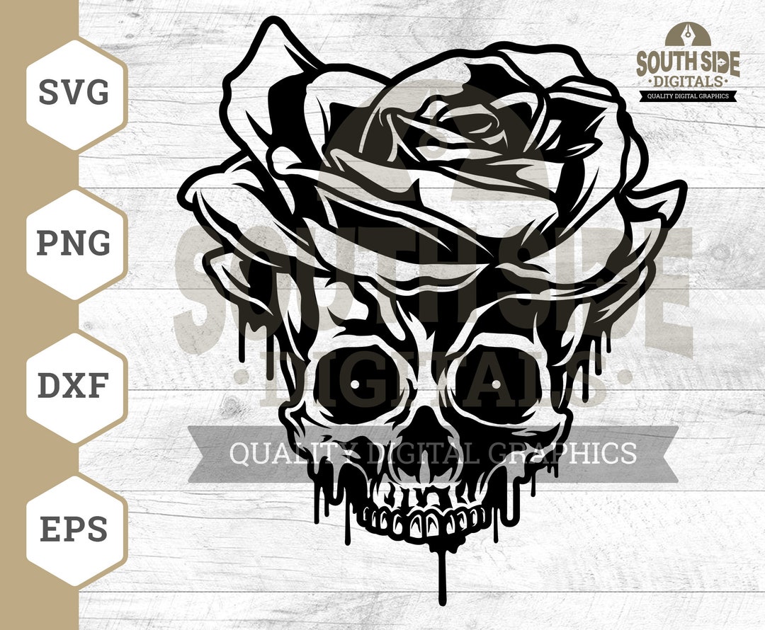 Skull Rose SVG File, Rose Skull Svg, Flower Skull Svg, Flower Svg ...