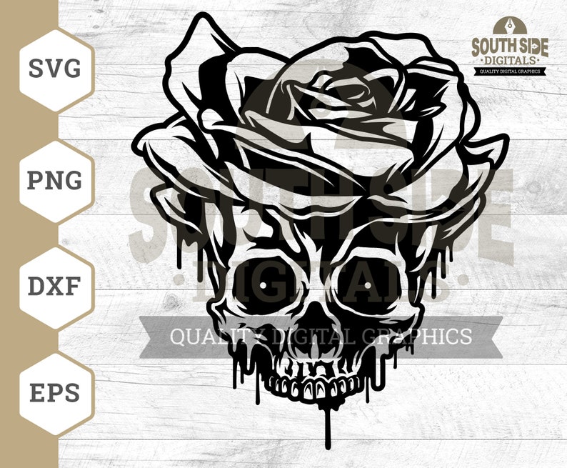 Skull Rose SVG File Rose Skull Svg Flower Skull Svg Flower - Etsy
