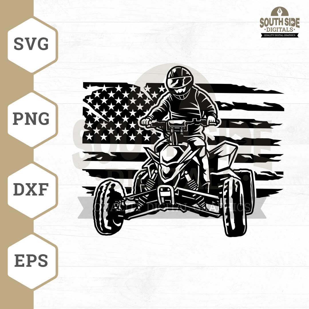 US ATV Svg File, ATV Offroad, Atv Riding Svg, Extreme Sports Svg, Atv ...