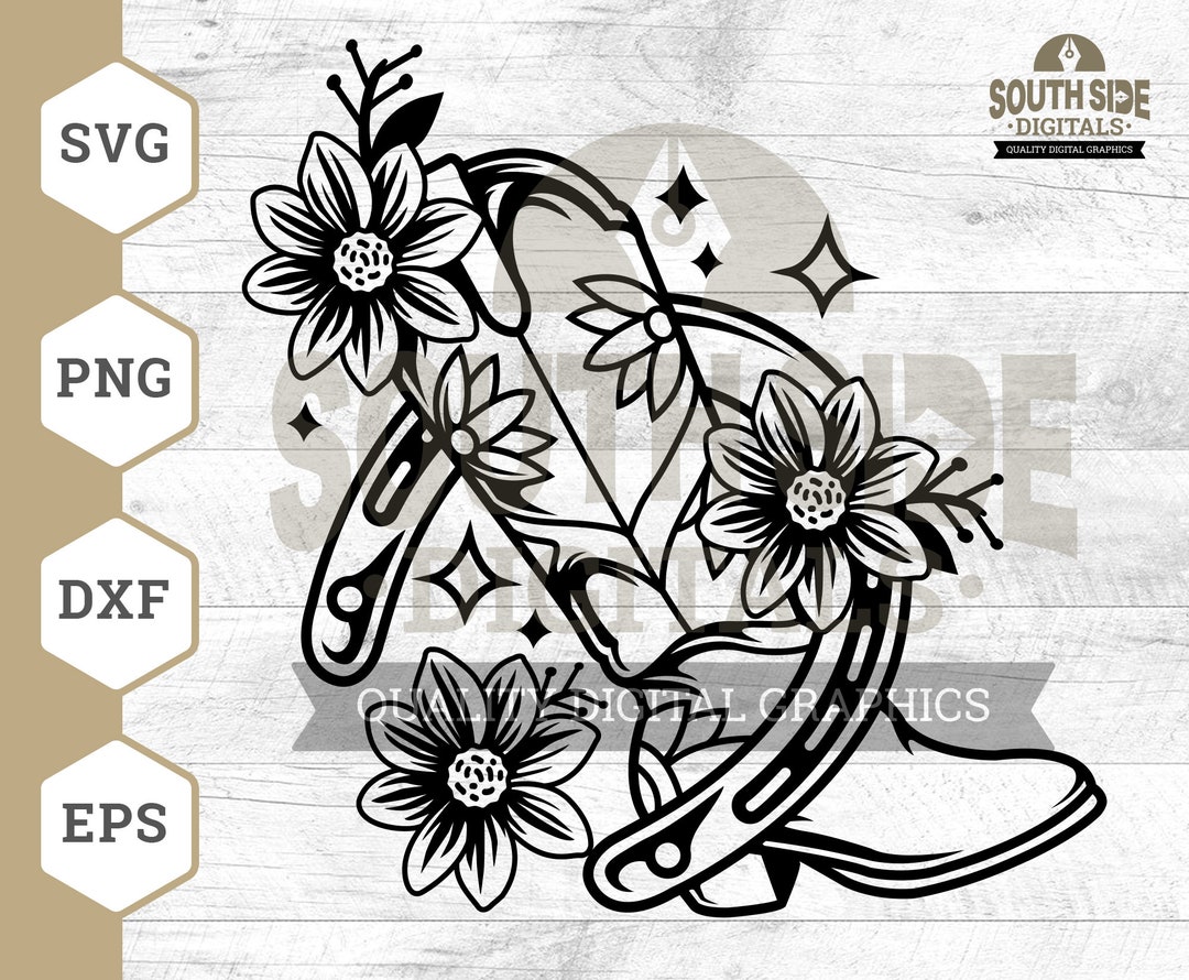 Cow Girl Boots SVG File, Ladies Boots Svg, Floral Boots Svg, Boots Svg ...