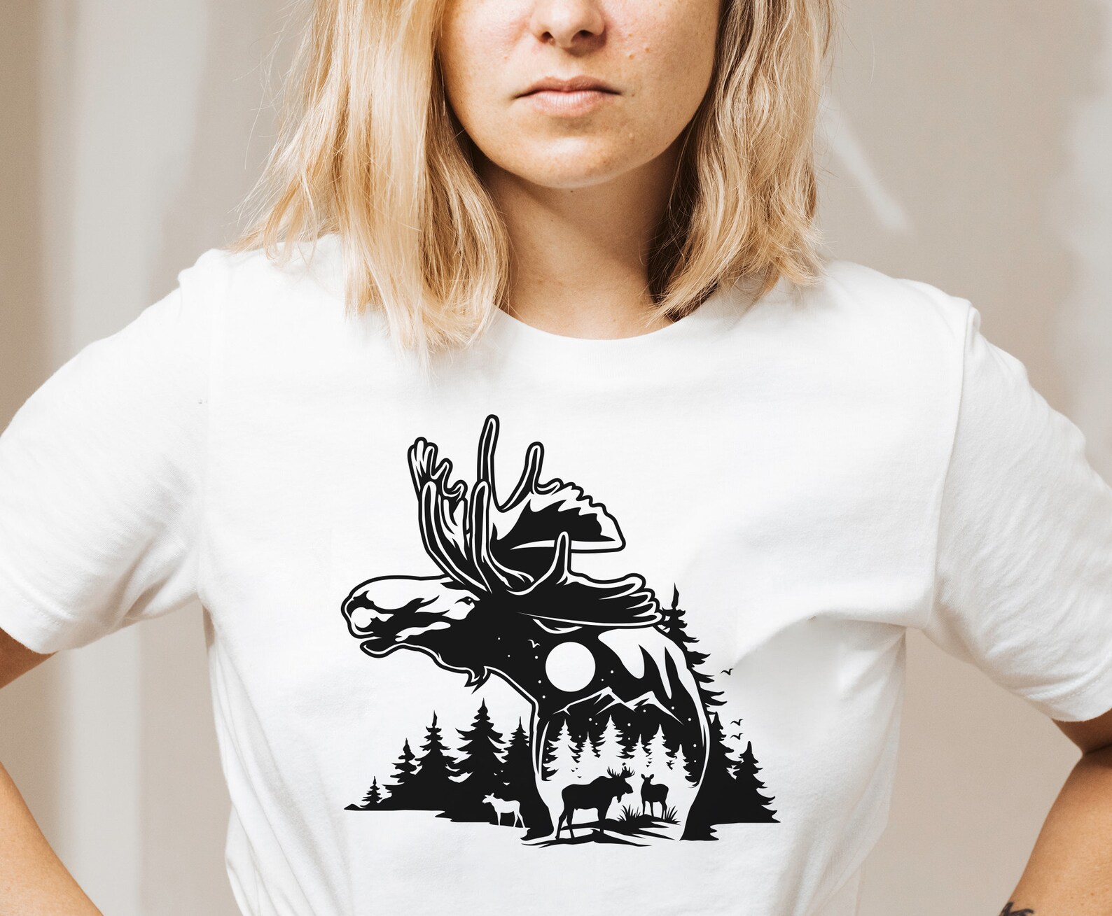 Moose SVG File Mountain Moose svg Moose in Forest svg Moose | Etsy