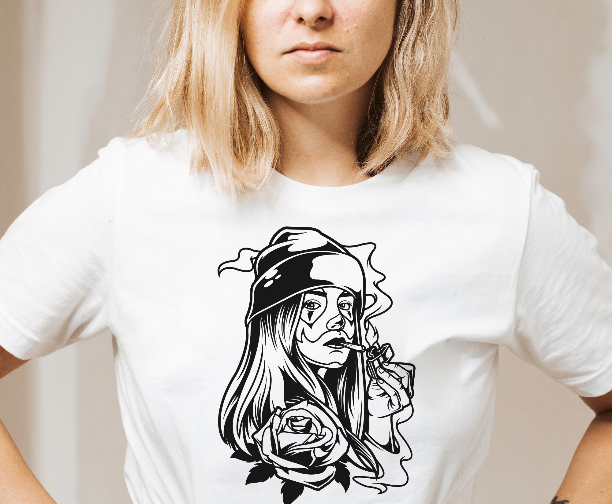 Gangster Girl SVG File Clown Girl Svg Roses Svg Girl Svg | Etsy