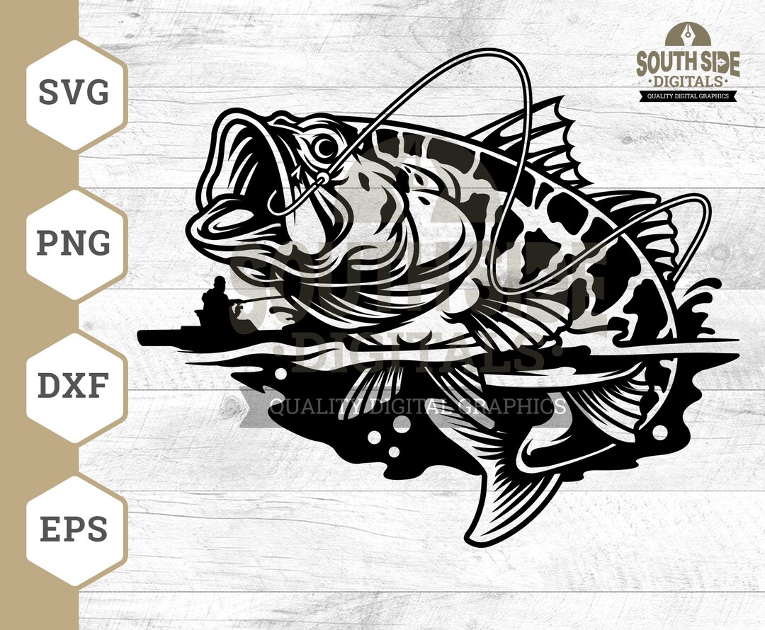 Bass Svg, Bass Fishing Svg, Jumping Bass Svg, Fishing Svg, Largemouth ...