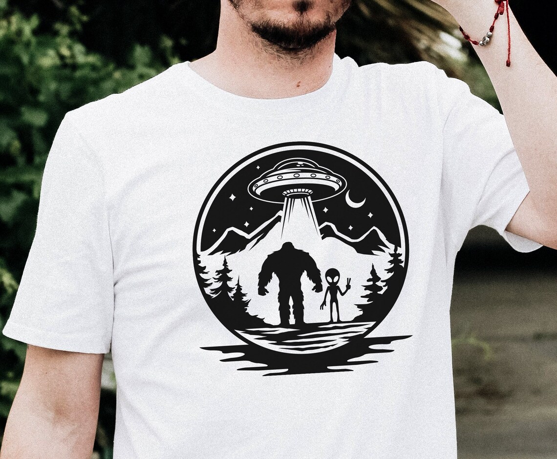 Bigfoot and Alien Under UF0 Svg Bigfoot Svg Alien Svg UFO - Etsy