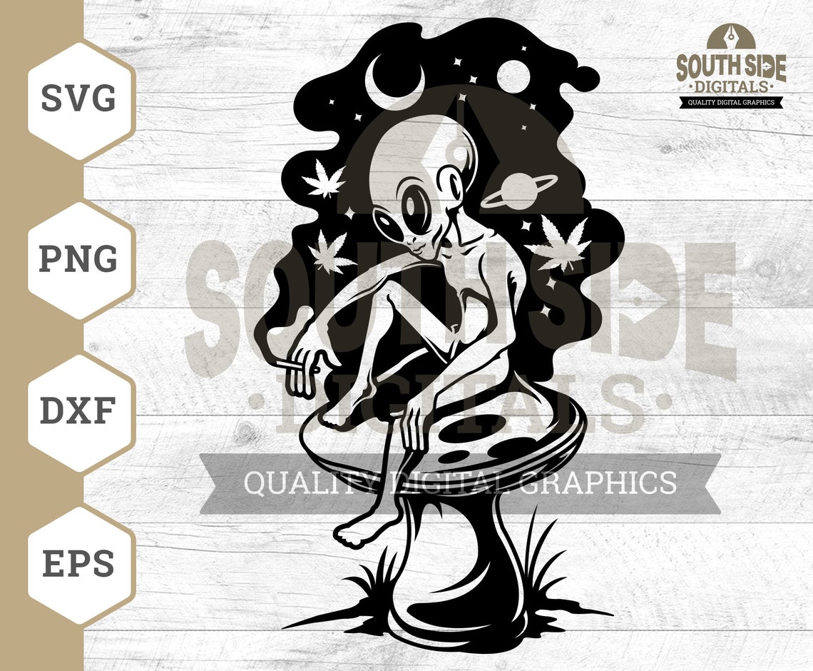 Smoking Alien SVG Files Cannabis Alieng Svg Smoking Joint - Etsy
