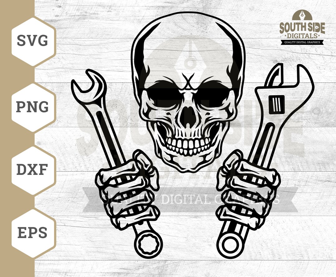 Skull Mechanic SVG File Mechanic Skull Svg Skull Wrench Svg - Etsy