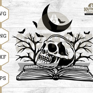 Horror Book Lovers Svg Skull Book Svg Horror Readers Club - Etsy