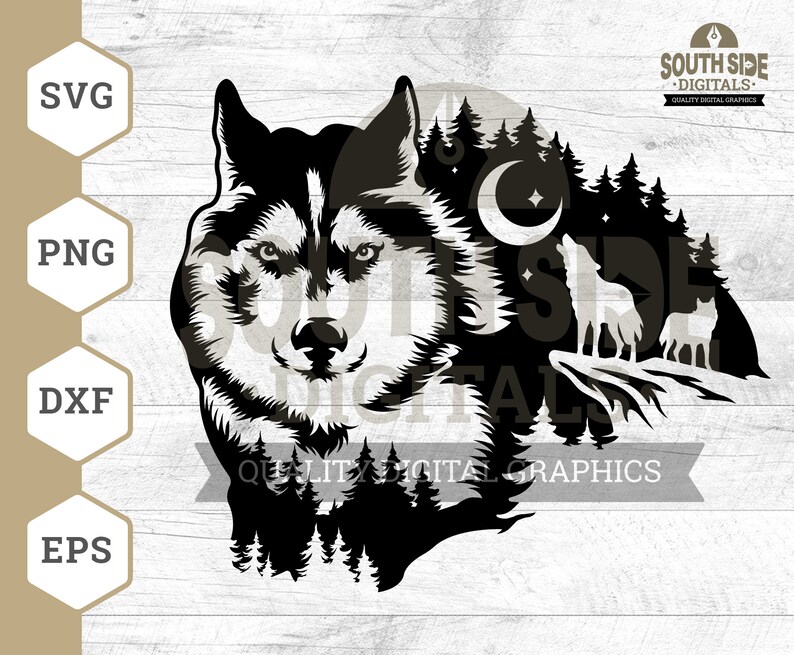 Howling Wolf SVG File Wolf Howl Svg Wild Wolf Svg Mountain - Etsy