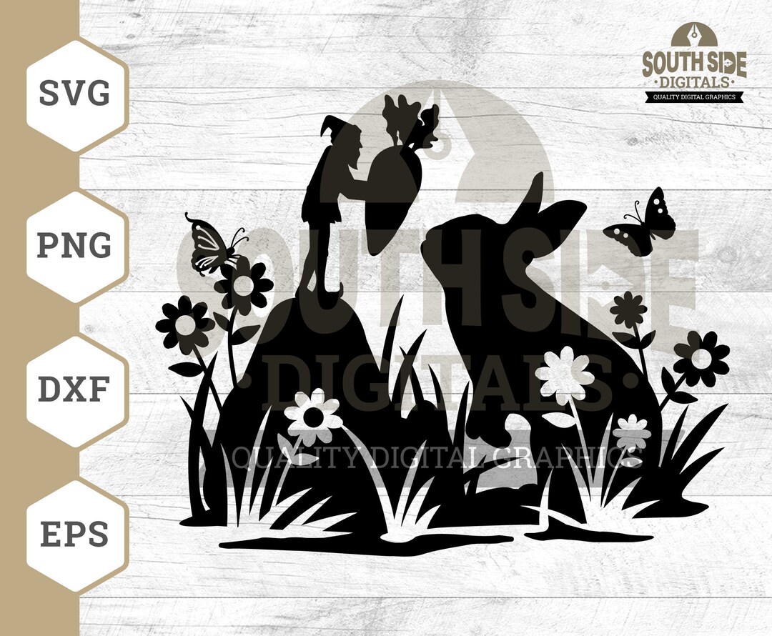 Gnome Giving Bunny SVG File, Gnome Svg, Bunny Svg, Rabbit Svg, Happy ...