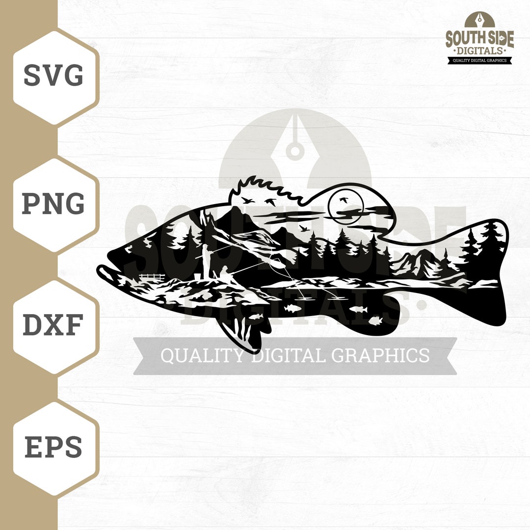 Bass Fishing Svg, Outdoor Fishing Svg, Sports Fishing Svg, Fishing With ...