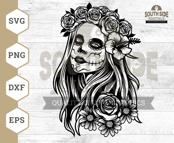Sugar Skull Girl SVG File Skull Girl Svg Sugar Skull Svg - Etsy