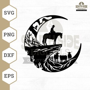 Cowboy Moon Svg, Cowboy Rider Svg, Cowboy Riding Horse Svg, Horse Rider ...