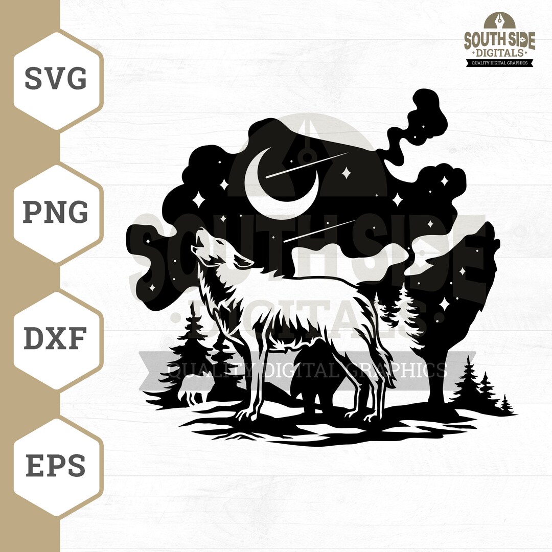 Howling Wolf SVG File, Wolf Howl Svg, Gray Wolf Svg, Black Wolf Svg ...