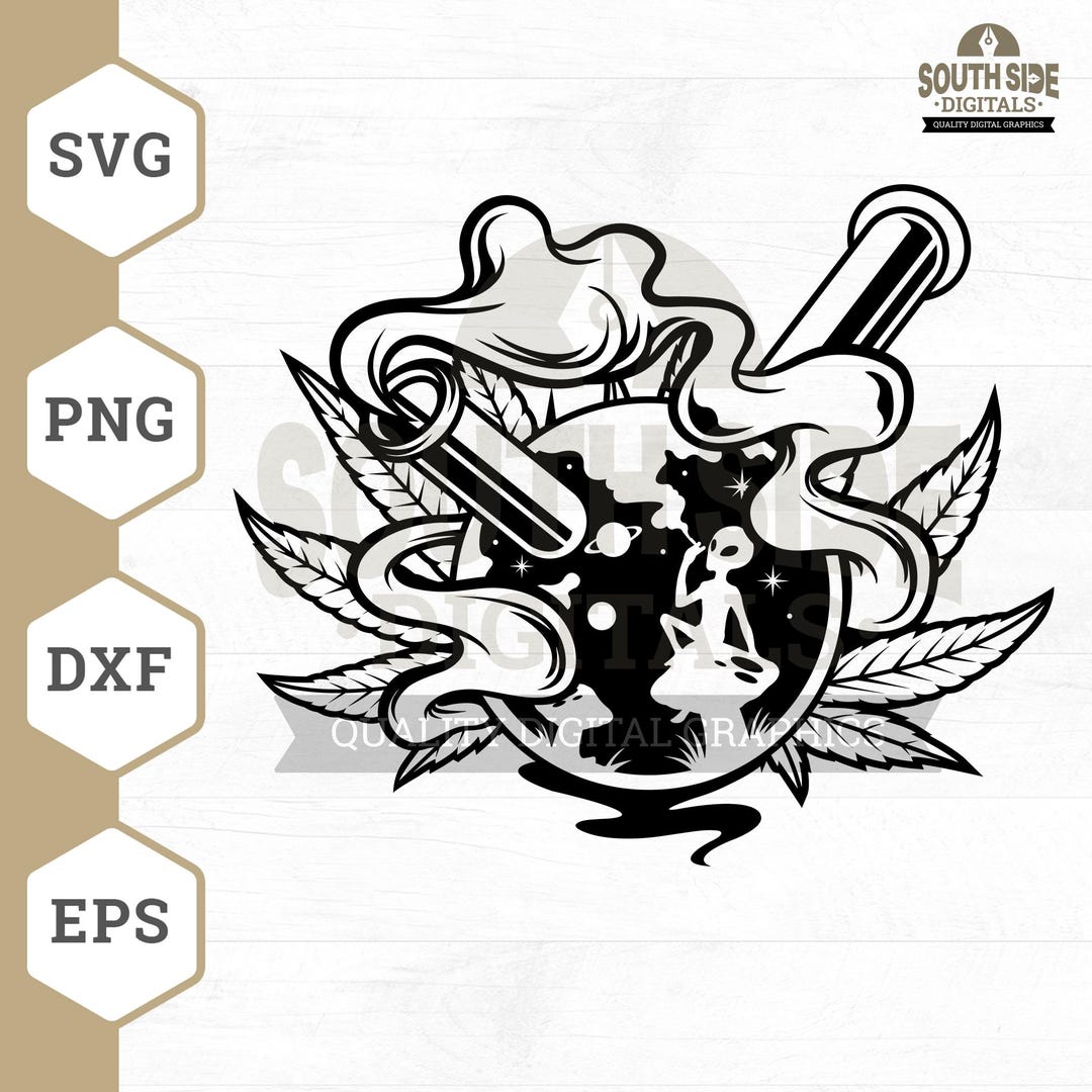 Smoking Alien SVG File, Alien Smoking Svg, Alien High Svg, Smoking Tube ...