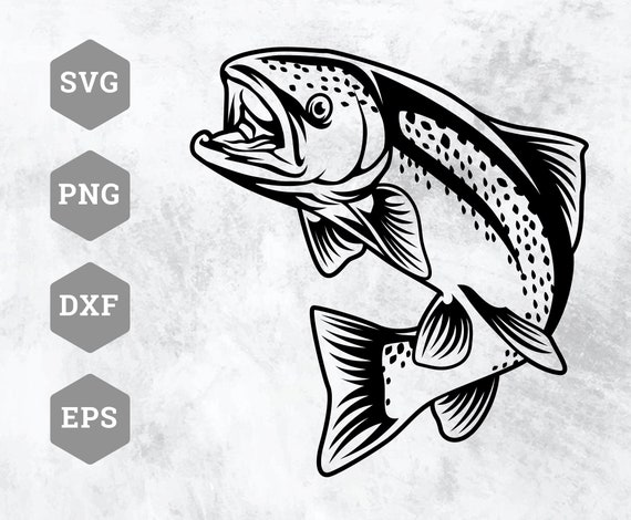 Salmon Svg Salmon Fish Svg Salmon Fishing Svg Trout Fish | Etsy