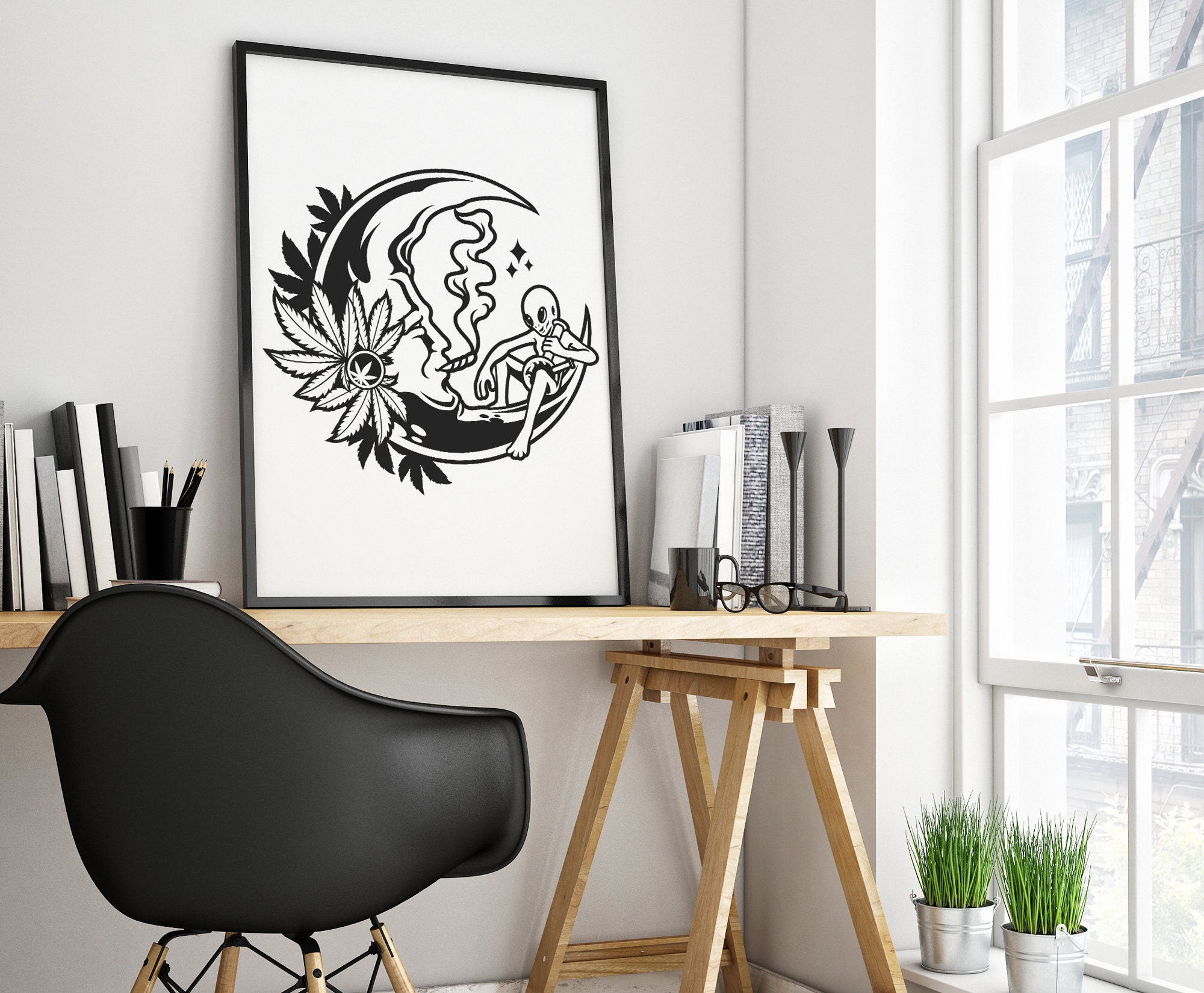 Smoking Weed Moon SVG File Smoking Moon Svg Smoking Cannabis | Etsy Ireland