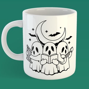 Singing Ghost Svg, Ghost Singer Svg, Ghost Quire Svg, Ghost Moon Svg ...