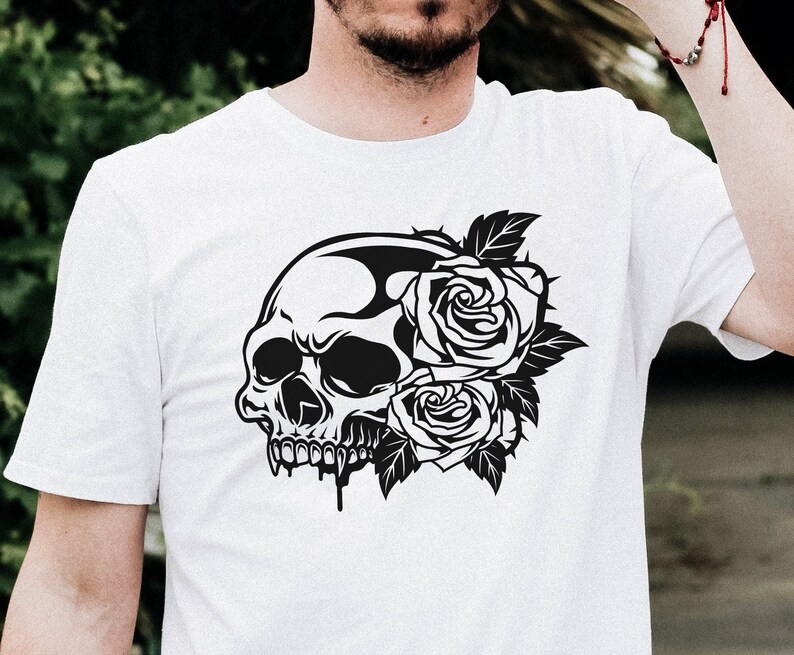 Skull Roses With Thorns Svg Floral Skull Svg Vampire Skull - Etsy