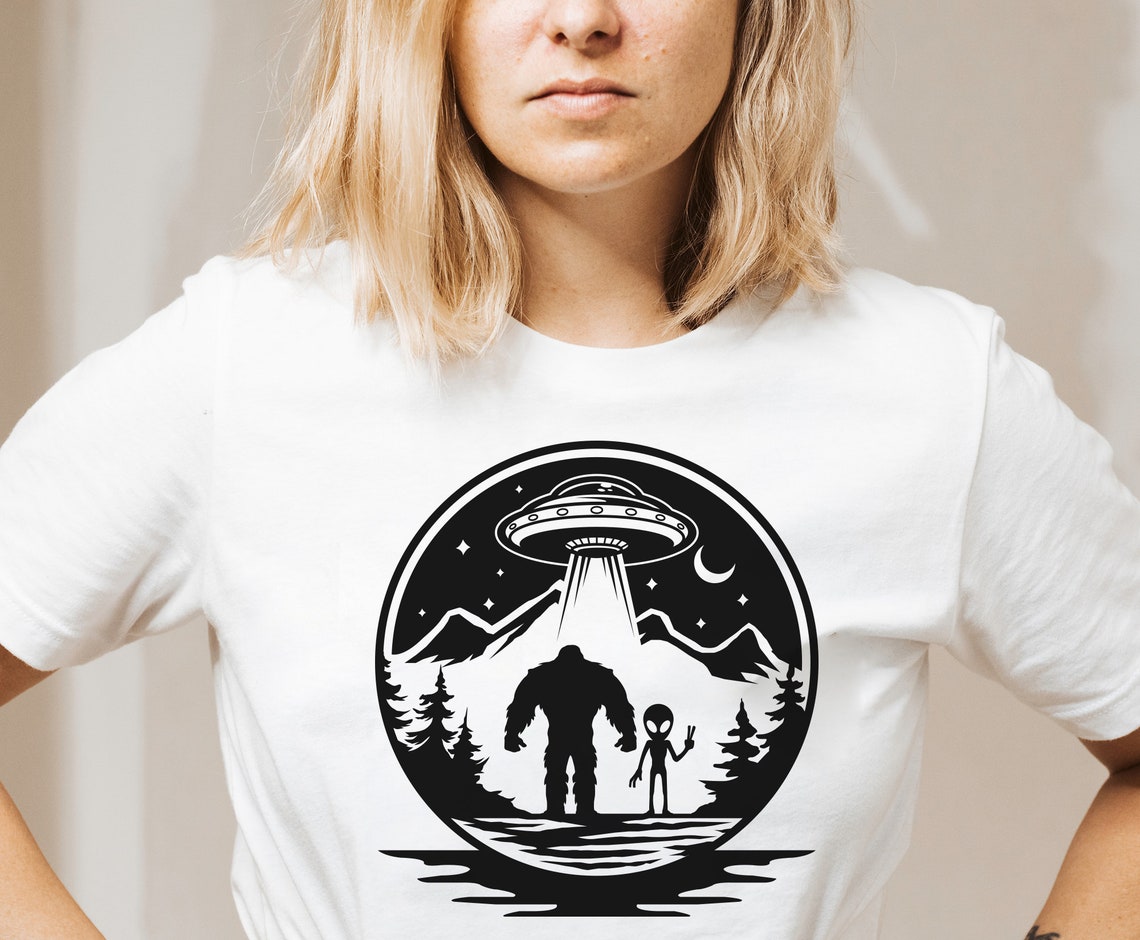Bigfoot and Alien Under UF0 Svg Bigfoot Svg Alien Svg UFO - Etsy