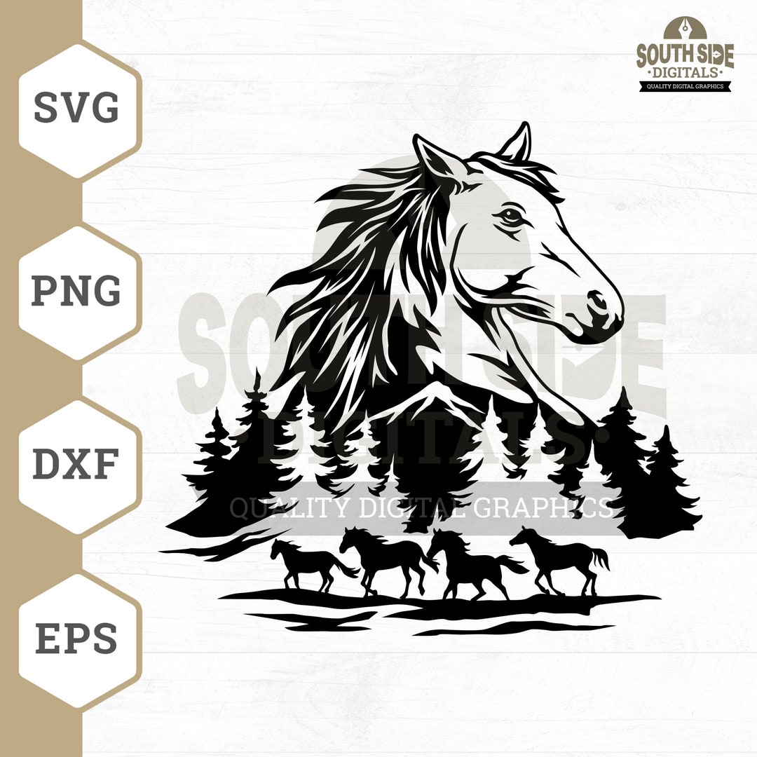 Stallion SVG File, Mustang Svg, Horse Svg, Wild Horse Svg, Running ...