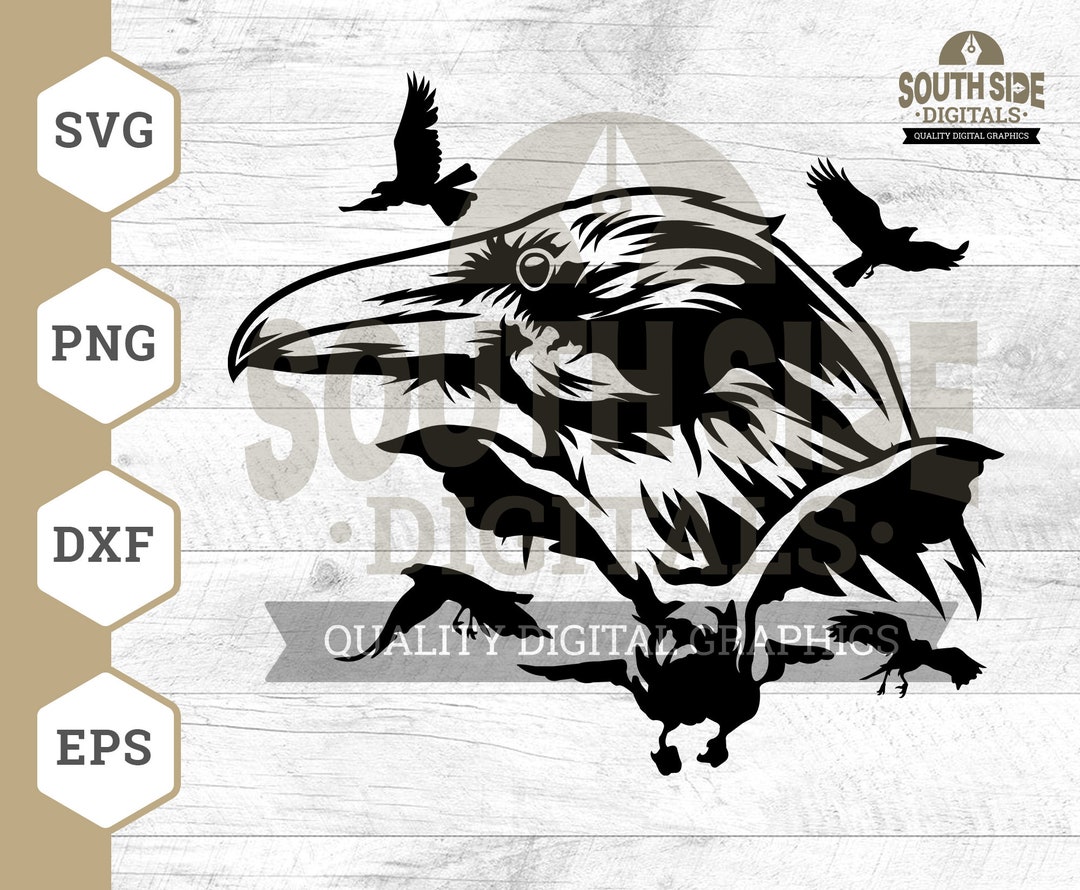 Flying Raven SVG File, Crow Bird Svg, Raven Svg, Black Bird Svg, Raven ...