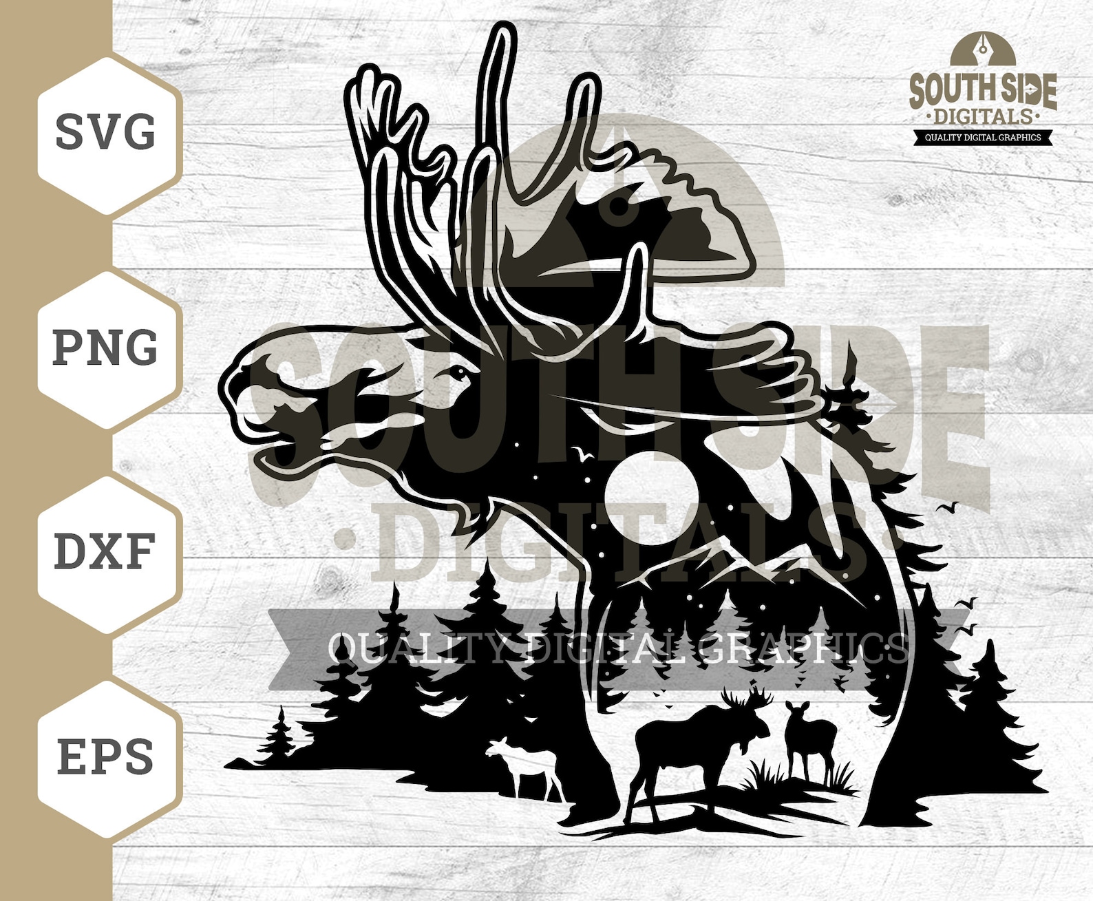 Moose SVG File Mountain Moose Svg Moose in Forest Svg Moose | Etsy