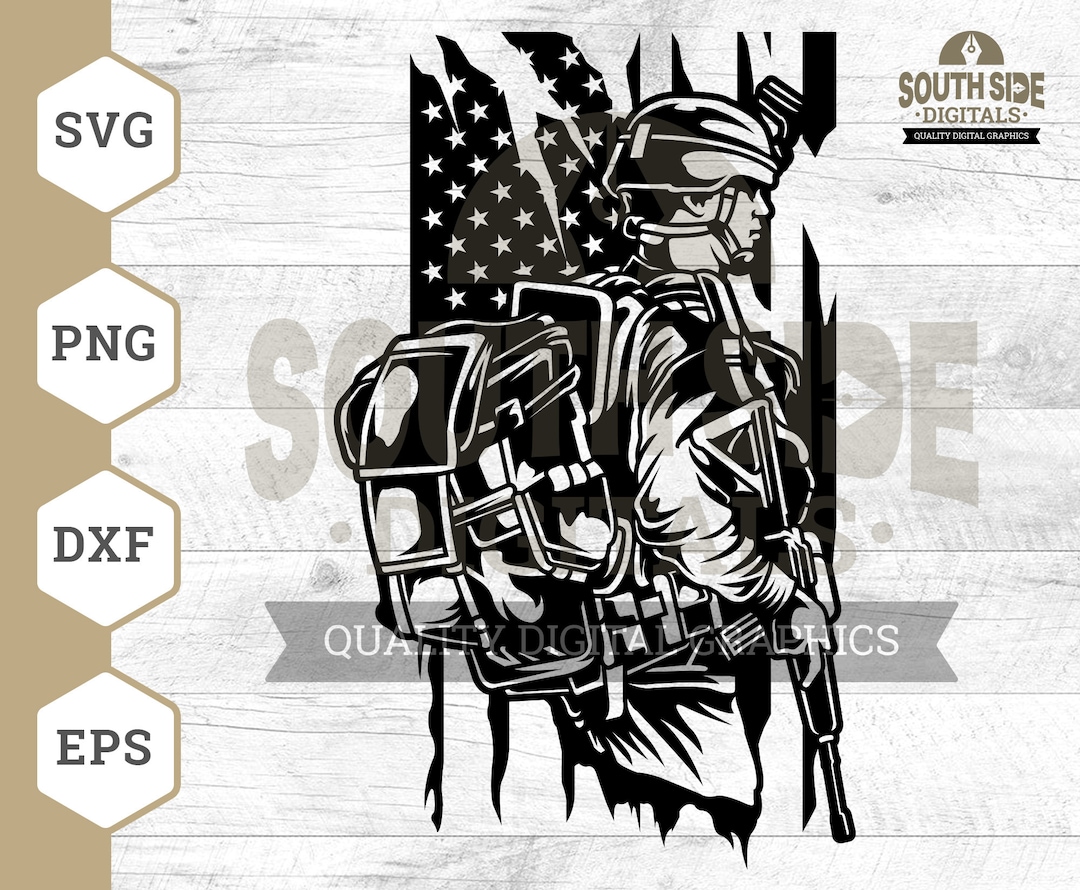 US Soldier SVG File, Military Svg, Veteran Soldier Svg, US Flag Svg ...