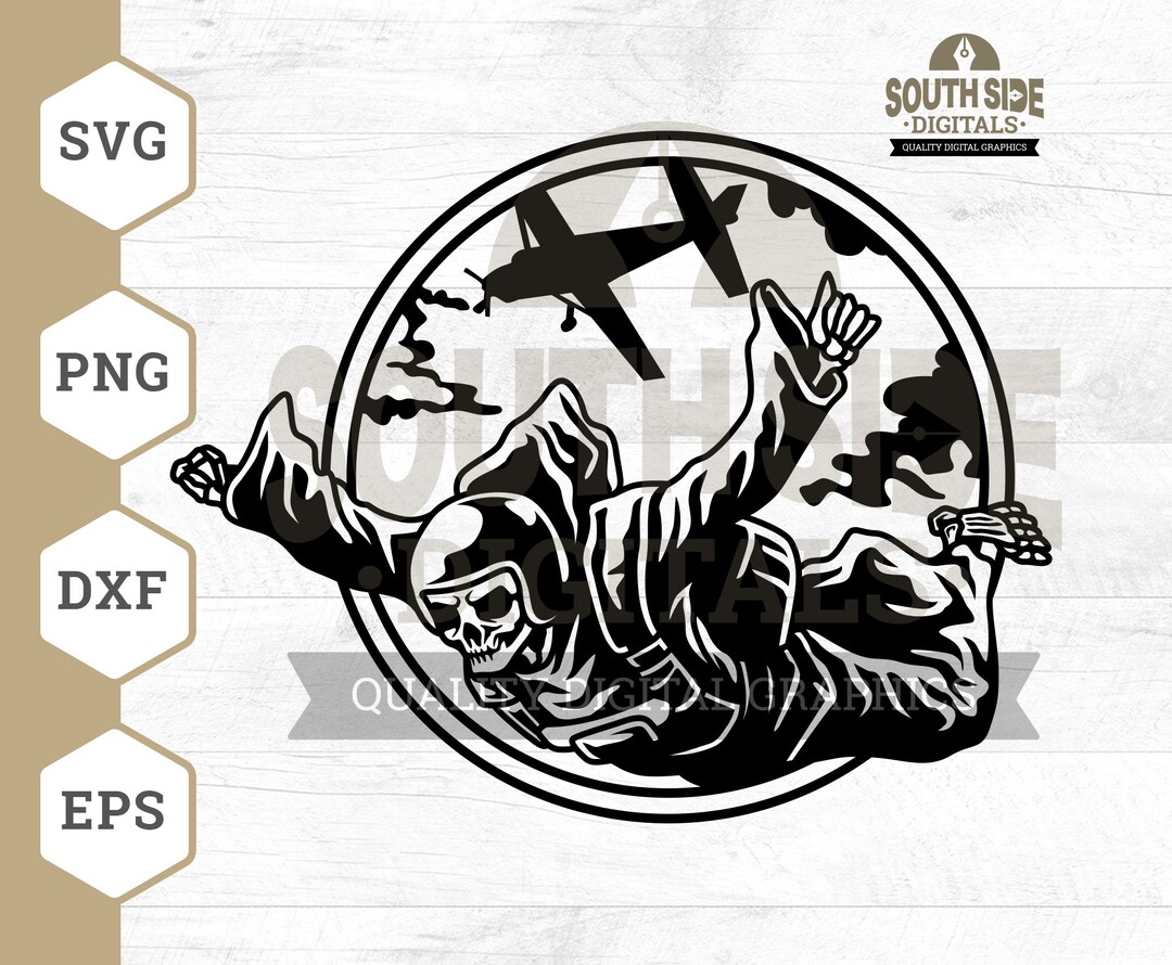 Skull Diving Svg, Skydiving Svg, Skydive Svg, Skull Svg, Skydiving ...