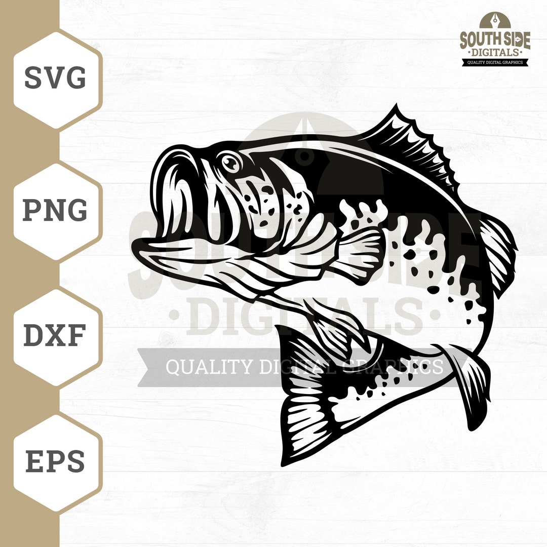 Bass Fish SVG: Jumping Largemouth Bass Clipart (digital Files) - Etsy